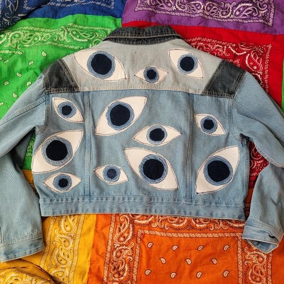 wild fable | Jackets & Coats | Upcycled Color Block Evil Eye Jacket ...